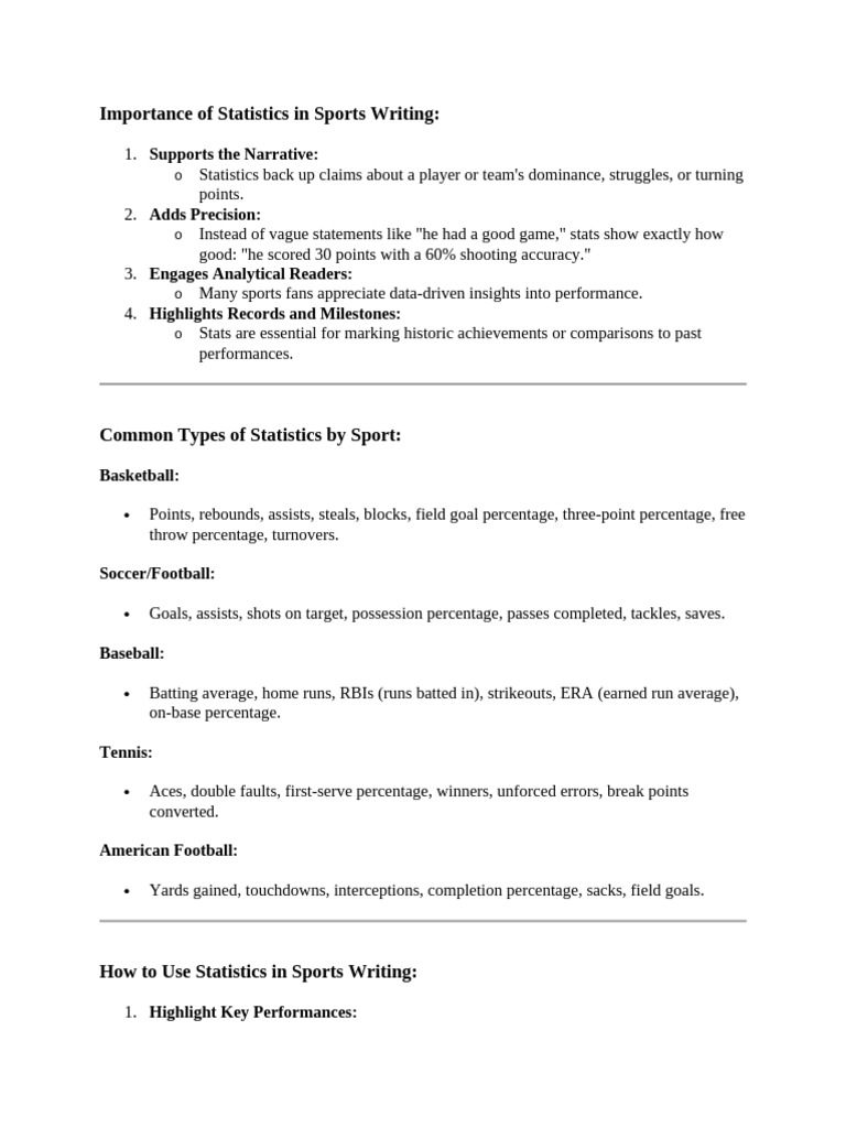 Using Statistics in Sports Writing | PDF | Statistics | National ...
