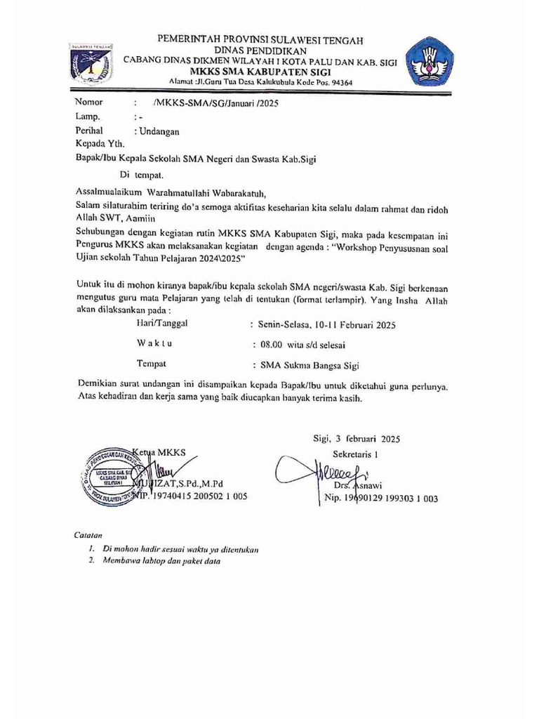 Undangan Penyusunan Soal US | PDF