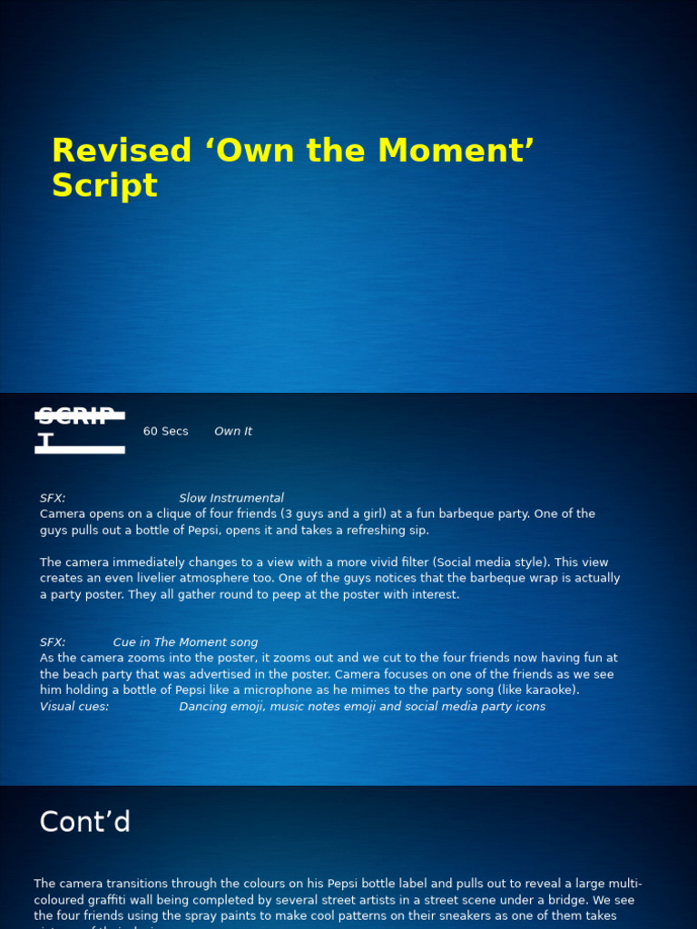 Revised Own The Moment Script 26 7 17 | PDF
