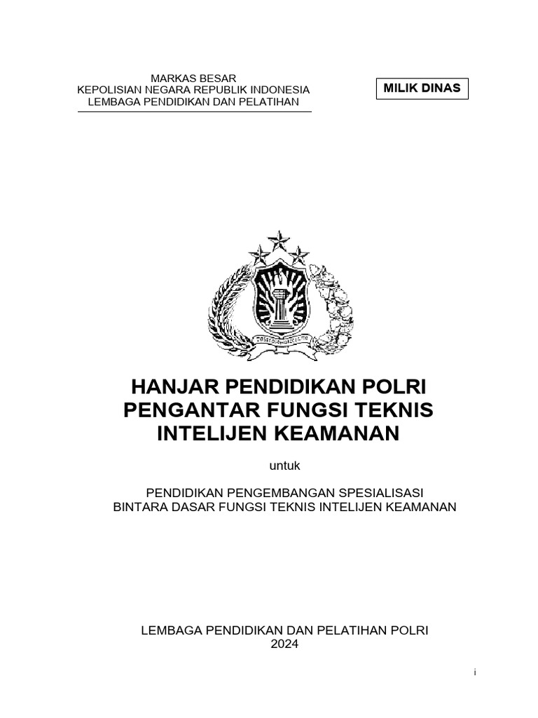 Pendidikan Intelijen Polri 2024 | PDF