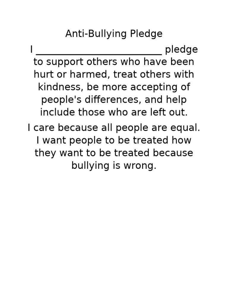 Anti Bullying Pledge | PDF