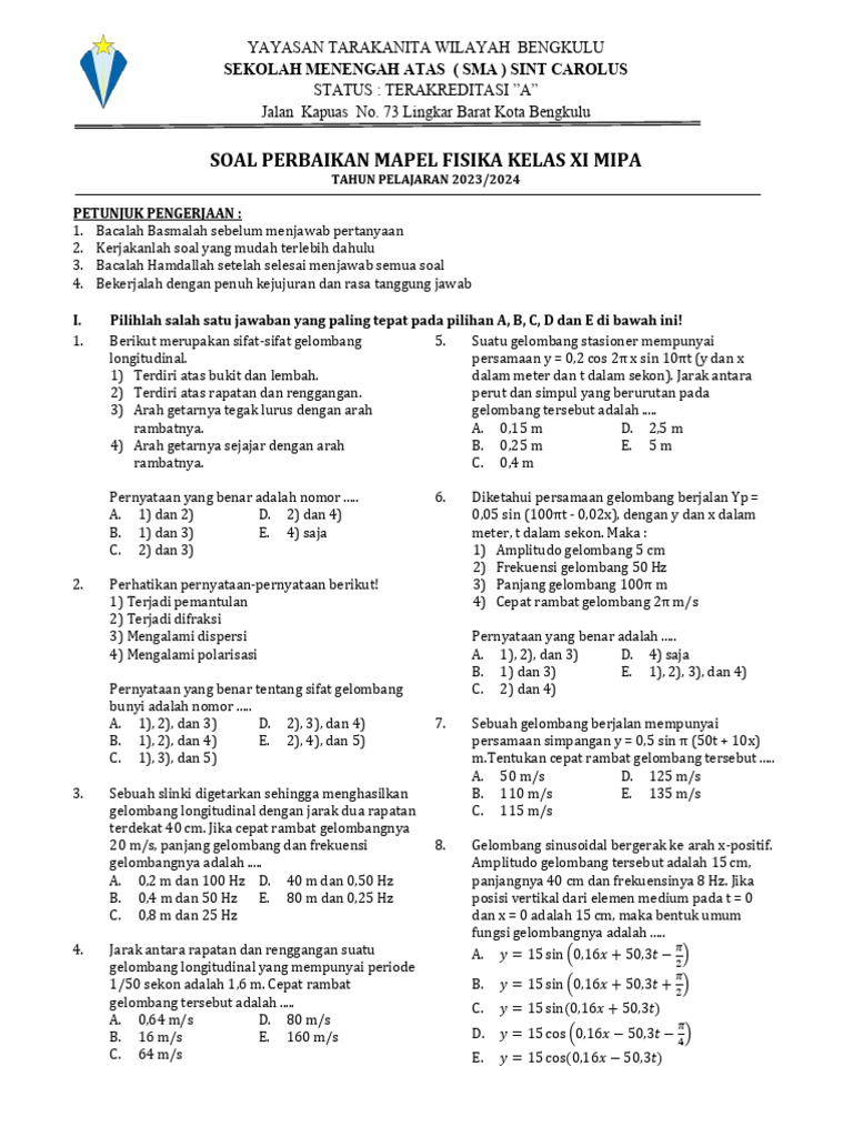 Soal Perbaikan Kelas Xi Mipa | PDF