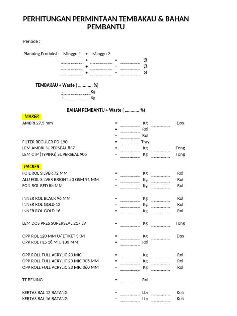 Form Permintaan Bahan | PDF