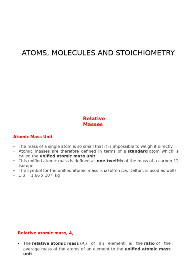 Chapter 3 Atoms Molecules and Stoichiometry | PDF | Mass Spectrometry | Mole (Unit)