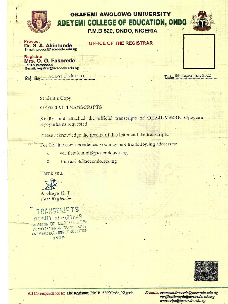 Transcript Opeyemi | PDF