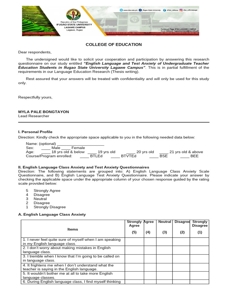 Questionnaire Research | PDF | English Language | Questionnaire