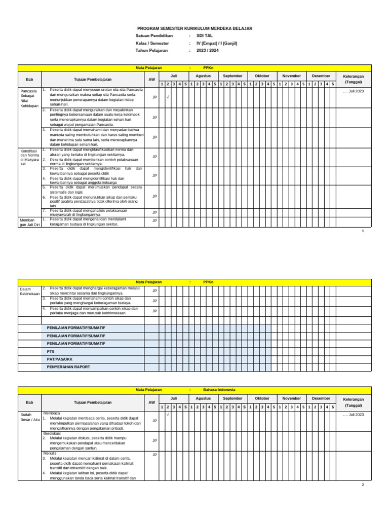 Promes Merdeka Kls 4 Sms 1 | PDF