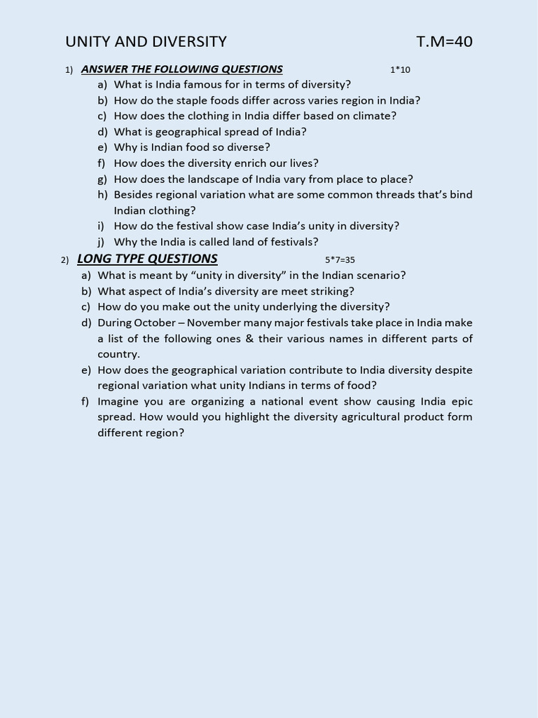 Unity and Diversity | PDF