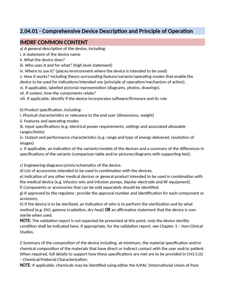 Device Description & Operation Principles | PDF | Chemical Substances ...
