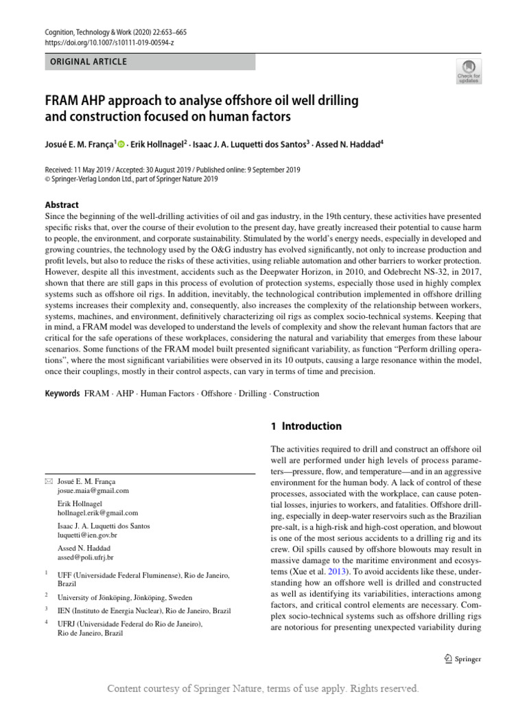 FRAM AHP Approach To Analyse Offshore Oil Well Dri | PDF | Casing ...