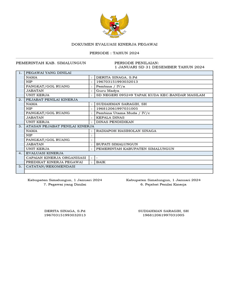 Dokumen Kinerja SKP Kepsek | PDF