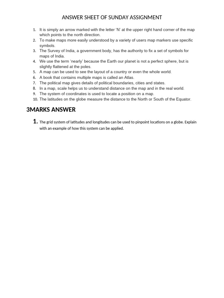 Answersheet of Sunday | PDF