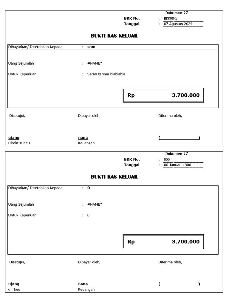 F18 - Form Kas Keluar | PDF