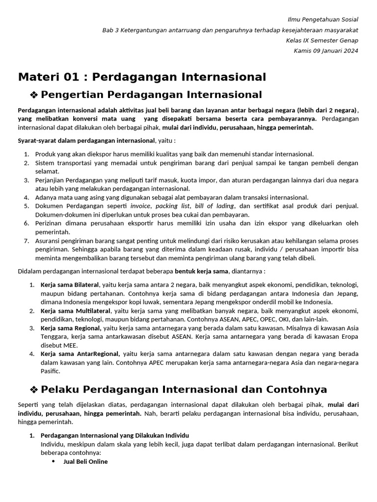 01 Perdagangan Internasional | PDF
