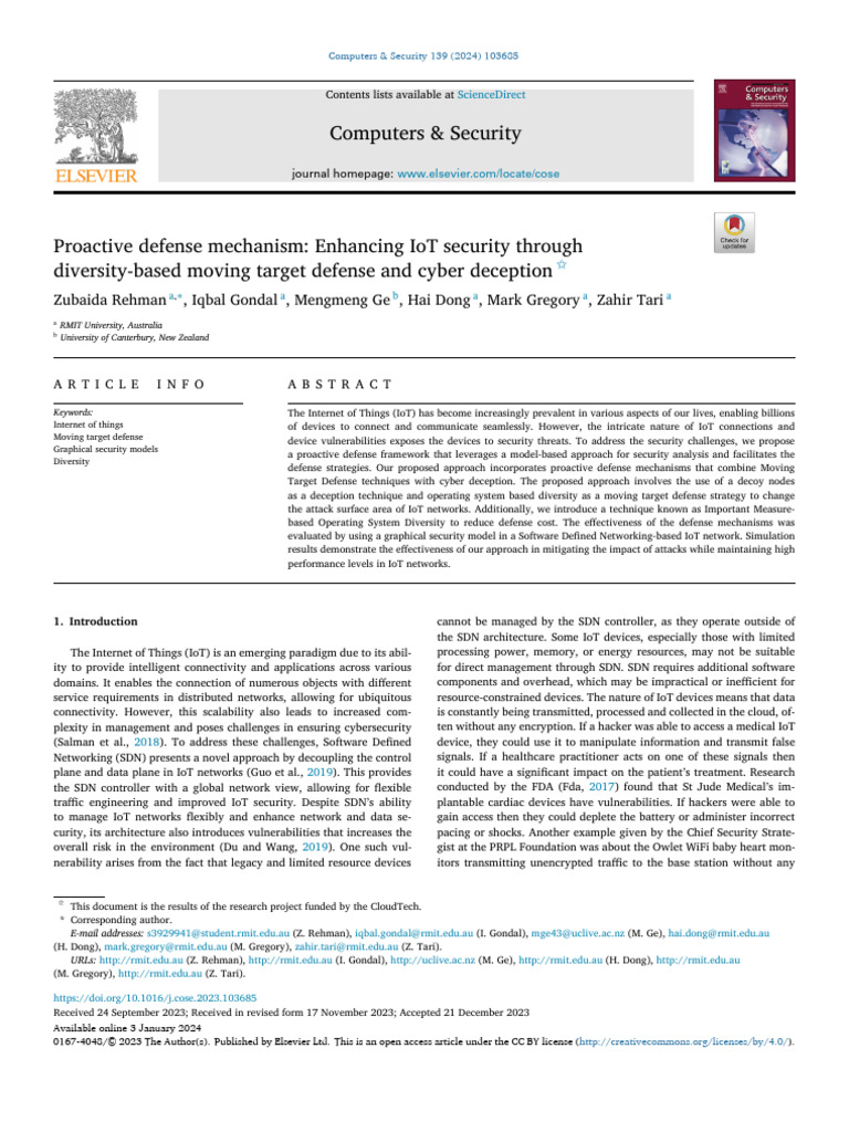 Enhancing IoT Security with Proactive Defense | PDF | Internet Of ...