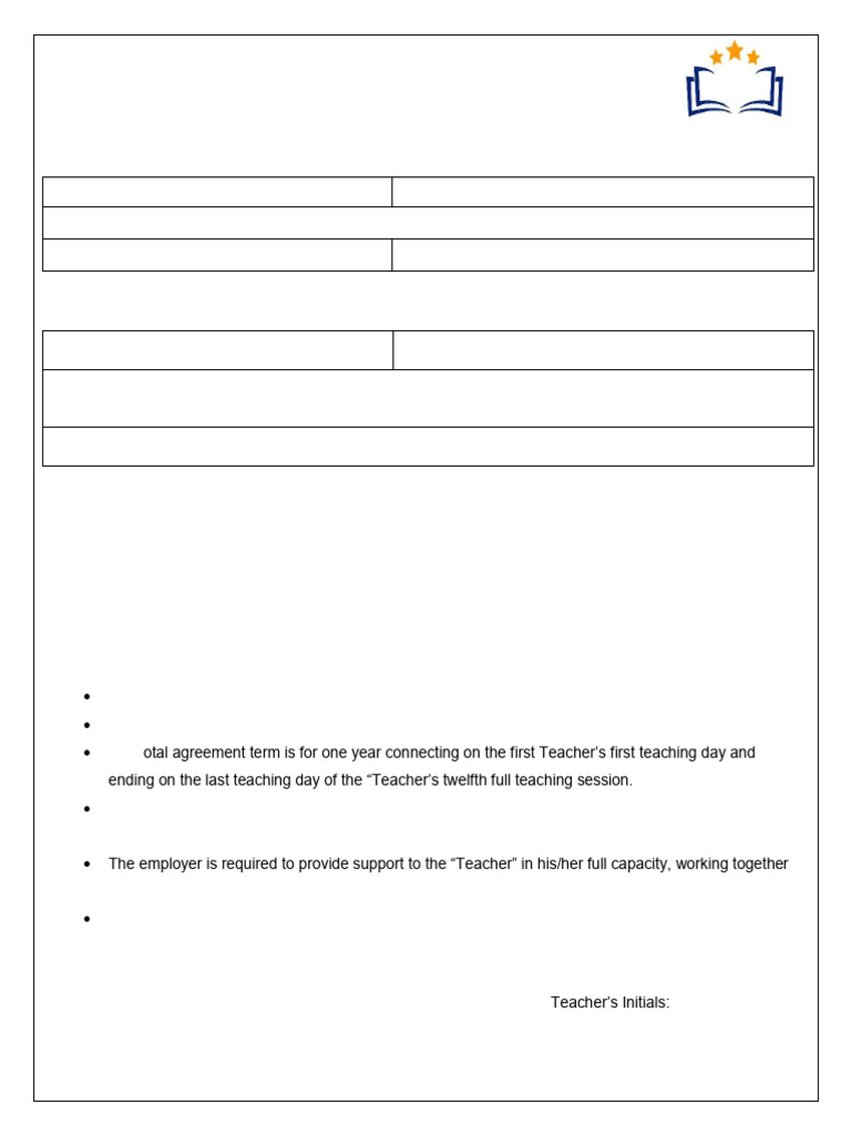 Teacher Employment Agreement Template | PDF