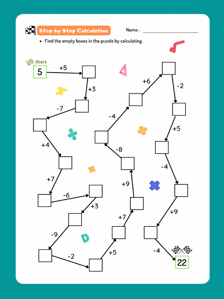 Step by Step Calculation Puzzle Worksheet Mathematics Activity Addition ...