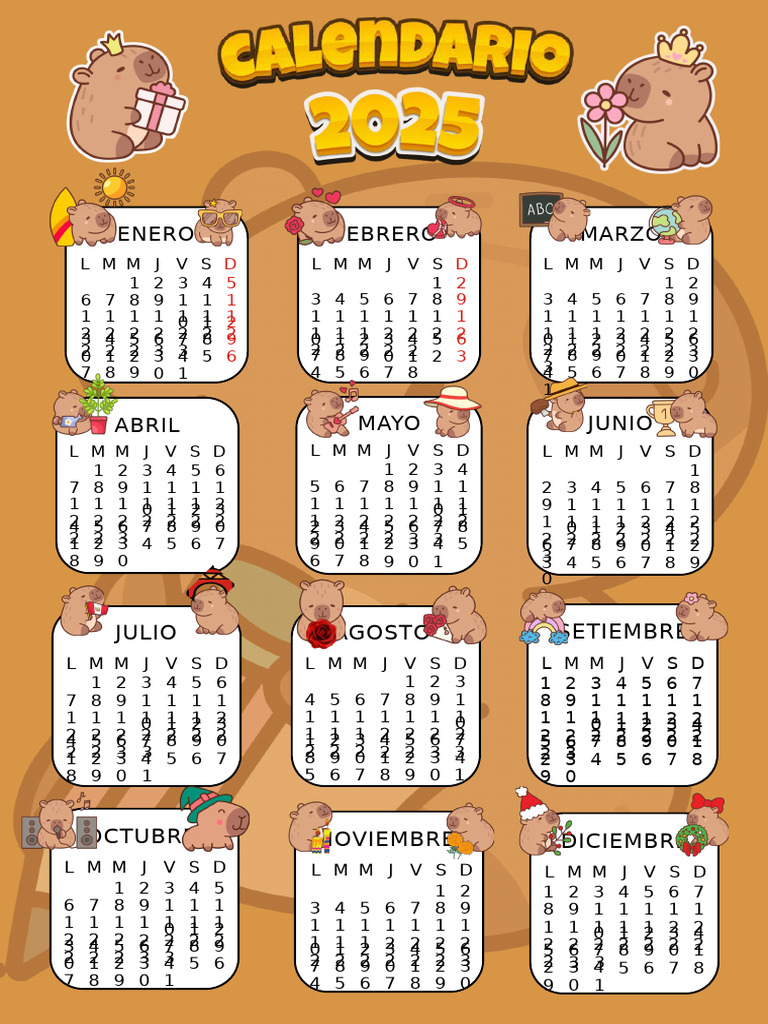 CALENDARIO CAPIBARA 2025 | PDF