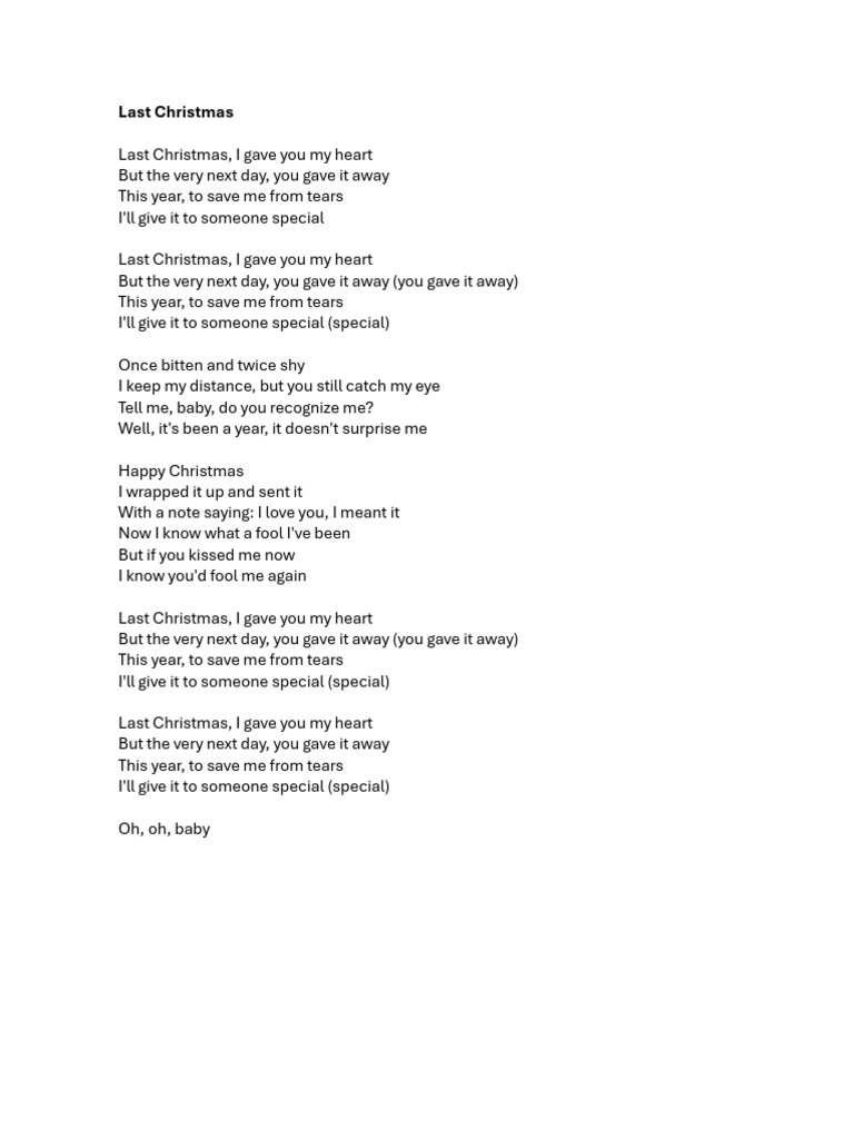 Last Christmas Song Lyrics | PDF