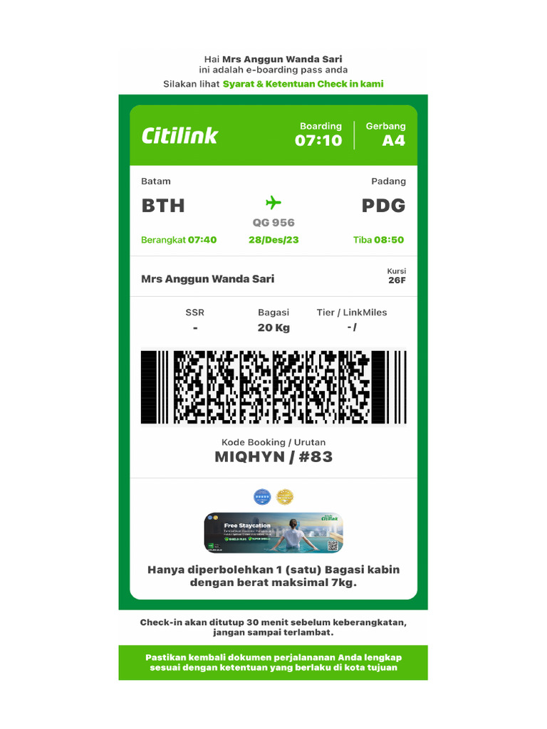 Citilink eBoardingPass MIQHYN | PDF
