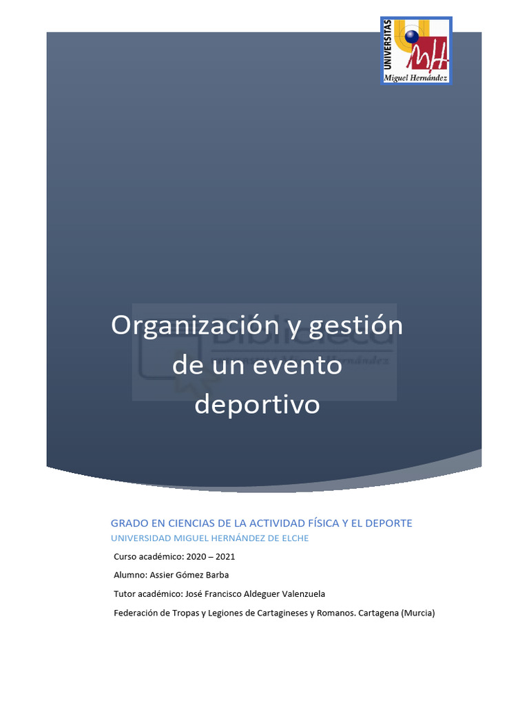 Grado - Organización y Gestión de Un Evento Deportivo | PDF | Turismo ...
