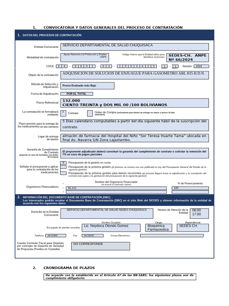 Convocatoria Enjuague HDN | PDF | Presupuesto