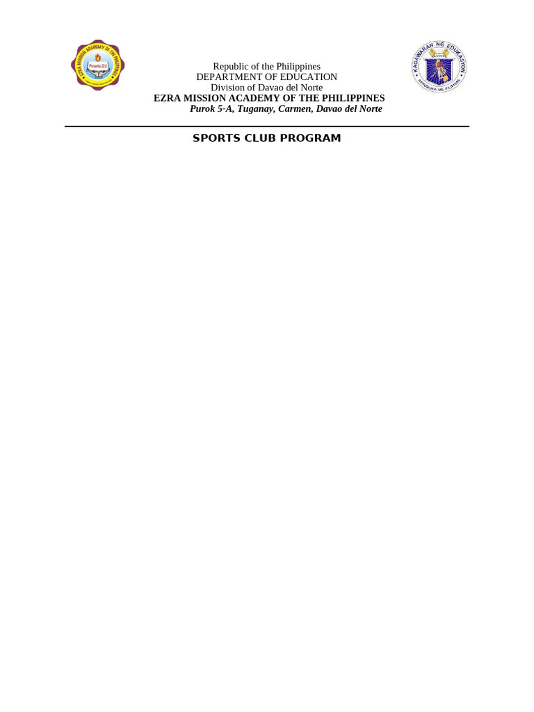 Sports Club Program Overview | PDF | Sports | Teachers