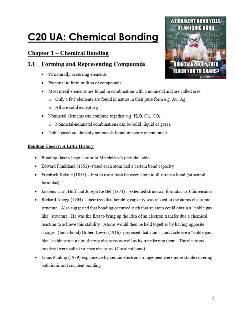 C20 Bonding unit student notes 2023 key (1) | PDF | Chemical Polarity ...
