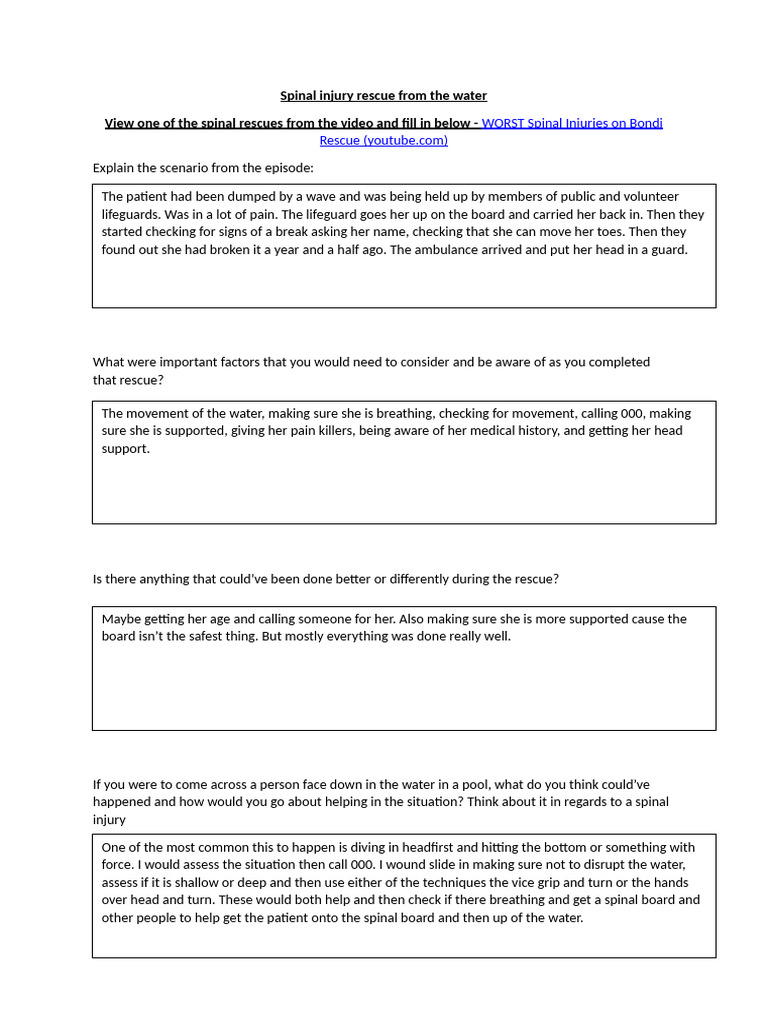 Spinal Rescue Scenario | PDF
