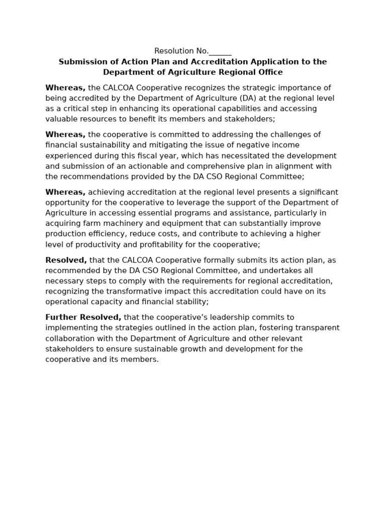 Resolution For DA Region Accreditation | PDF