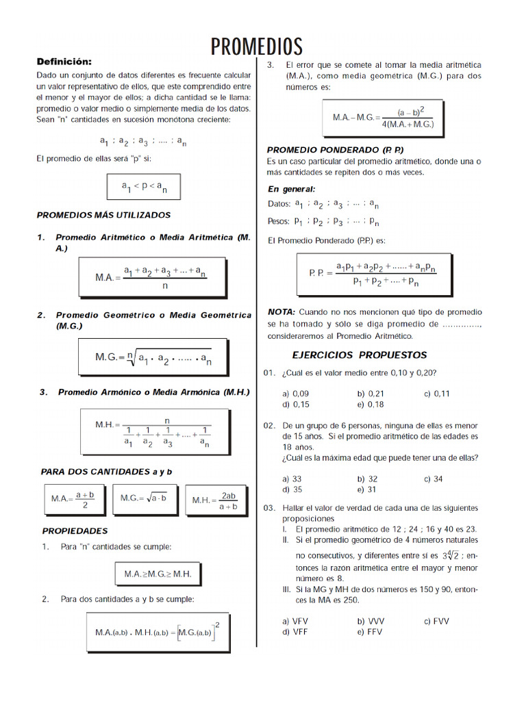 Promedios | PDF