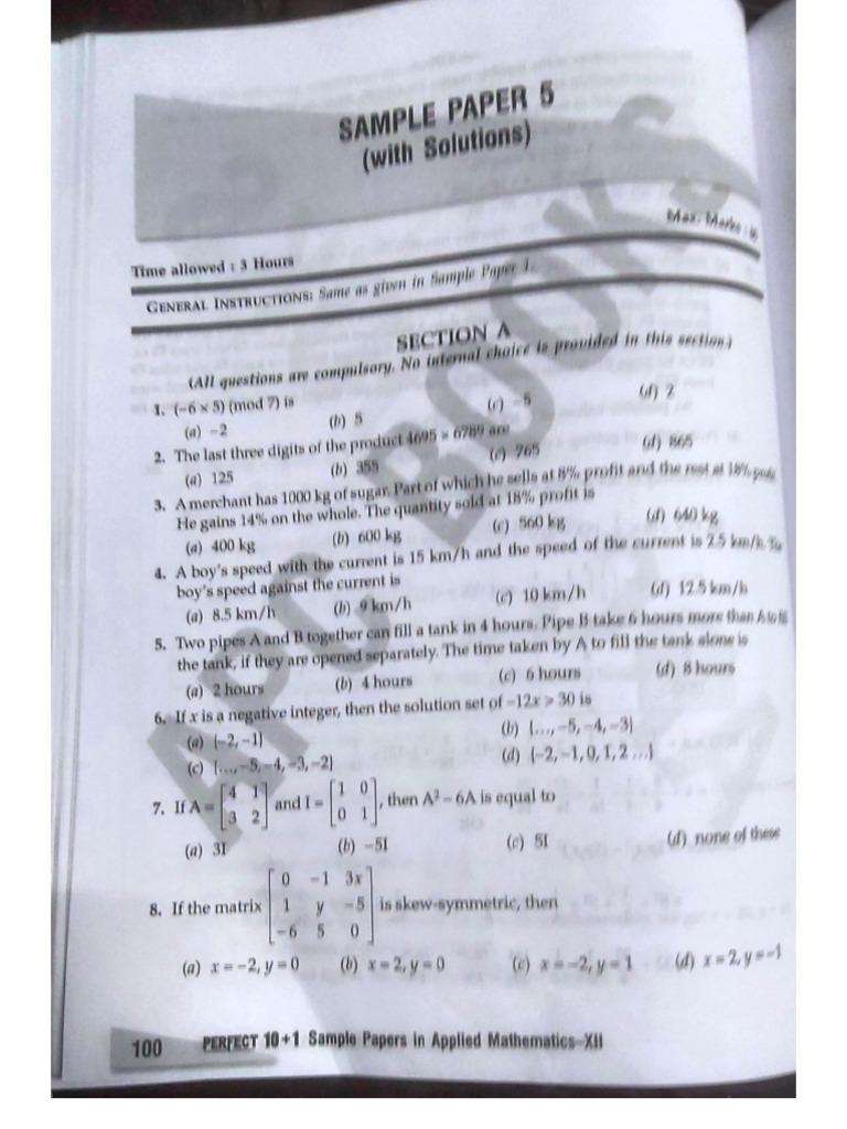 Sample Paper Applied Math | PDF