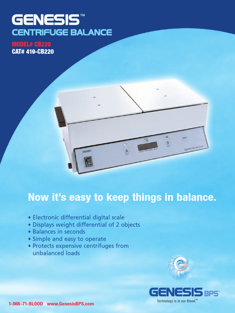 GENESIS™ Centrifuge Balance | PDF | Weighing Scale | Weight