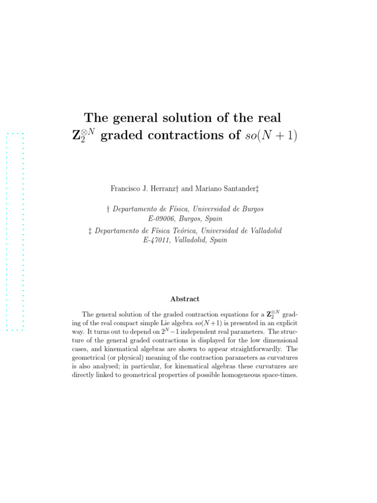The General Solution of The Real Z2N Graded Contractions of Son+1 | PDF ...