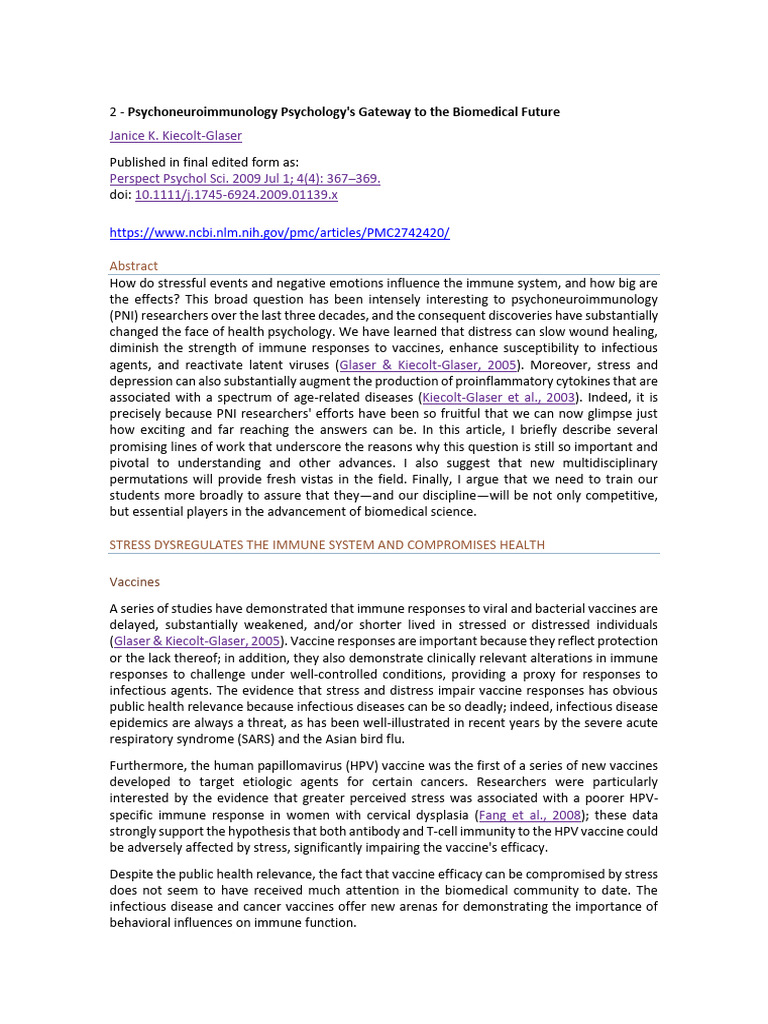 PNI Biomedical Future2024 | PDF | Stress (Biology) | Inflammation
