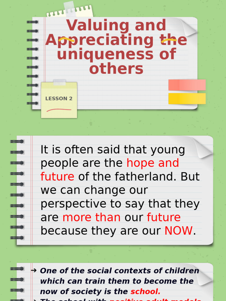 Lesson 2. Valuing and Appreciating The Uniqueness of Others | PDF ...