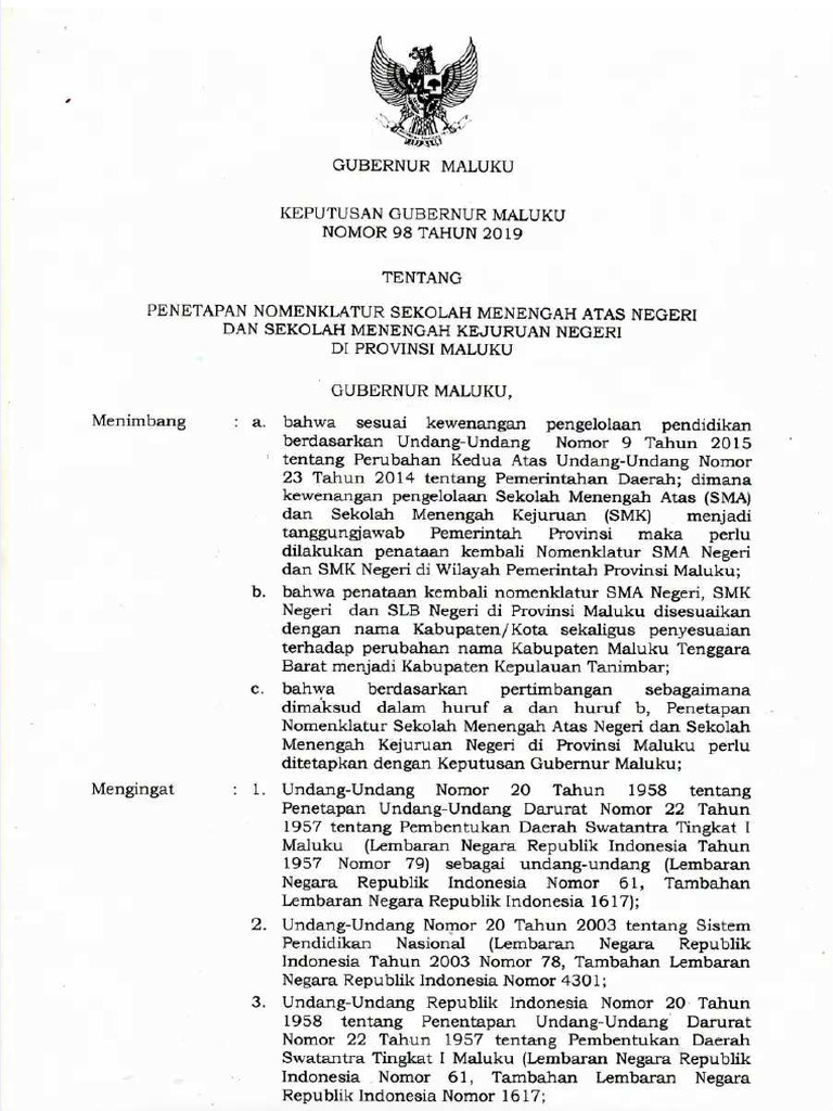 PDF SK Perubahan Nomenklatur Sma SMK Compress | PDF