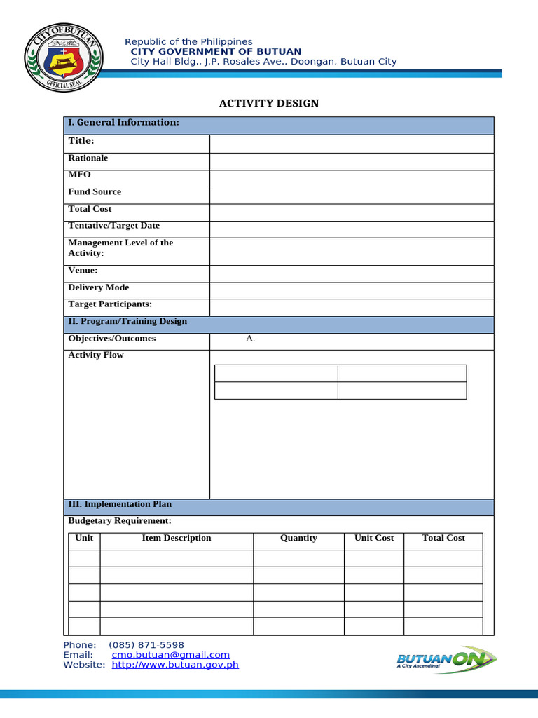 Activity Design Template | PDF