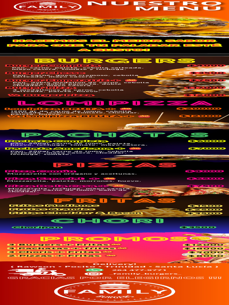 Nuestro Menu Family Burgers | PDF