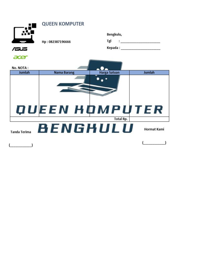 Contoh Nota Toko Komputer | PDF