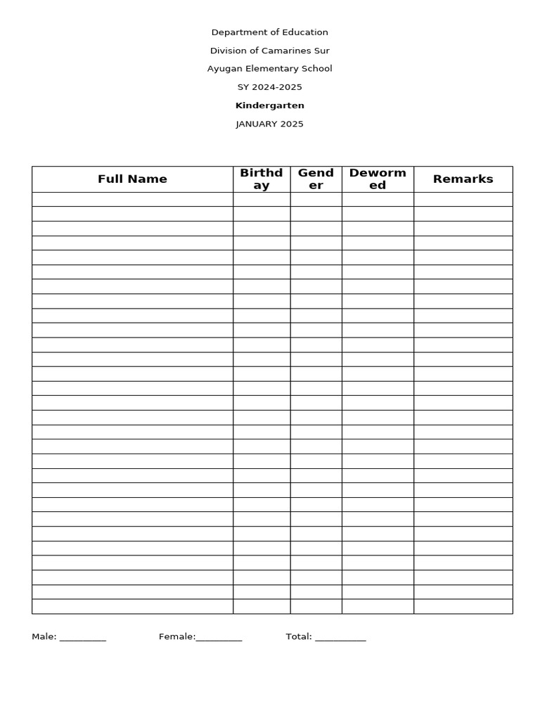 Deworming School Template | PDF