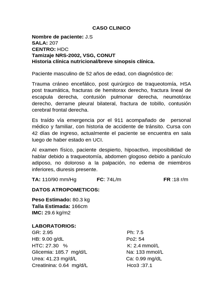 Caso Clinico 1 Fisiopato | PDF | Enfermedades y trastornos humanos | Medicina CLINICA