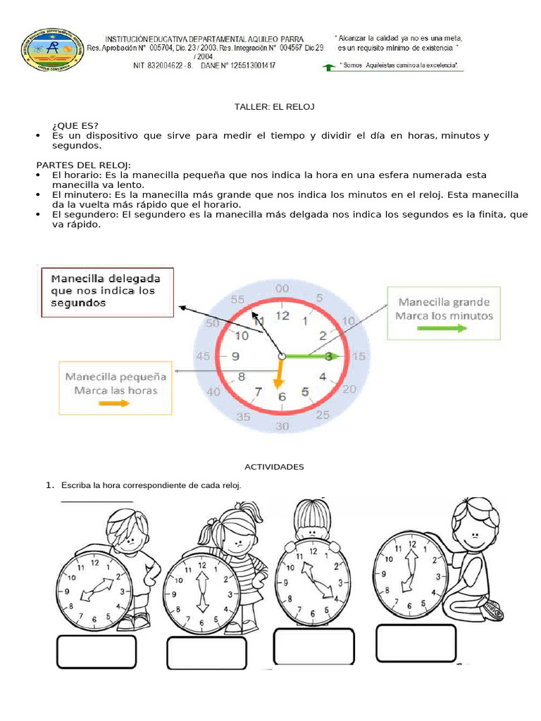 Taller de Reloj para Niños | PDF