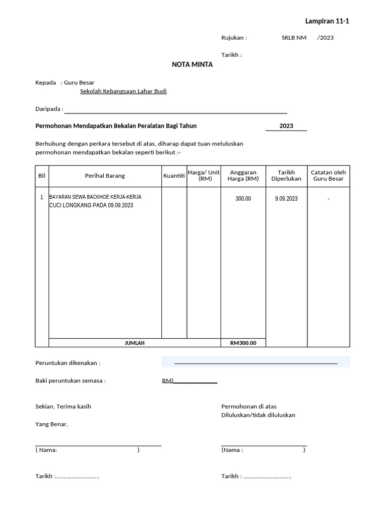 Nota Minta 2023 | PDF