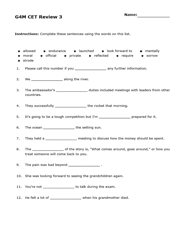 Sentence Completion Exercise Guide | PDF