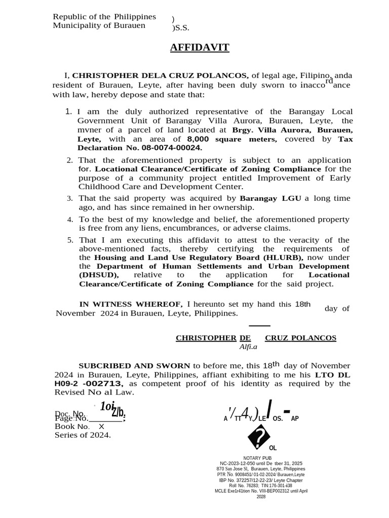 affidavit mpdc | PDF | Affidavit | Civil Law (Common Law)