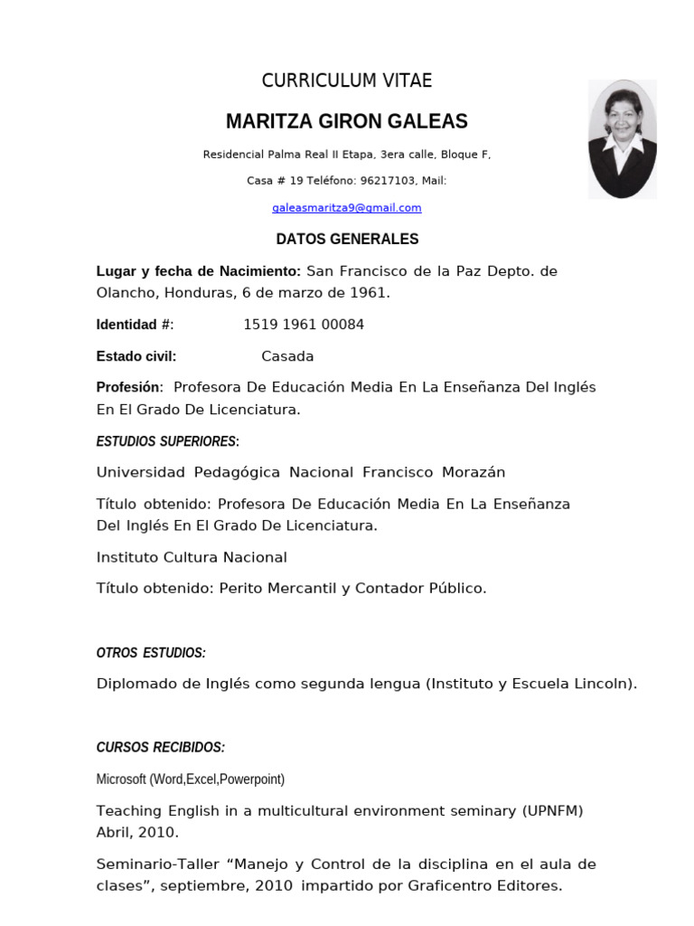 Cv - Maritza Giron - 2022 Correcto | PDF