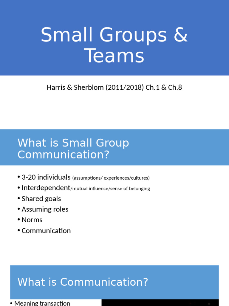 Understanding Small Groups and Teams | PDF | Communication ...