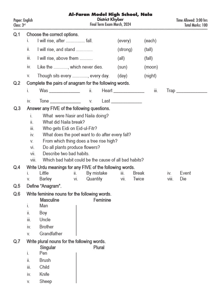 Primary school 3rd grade Eng | PDF