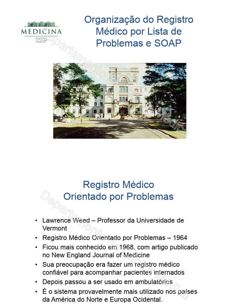 Protocolo Organizacao Do Registro Medico Por Lista de Problemas e Soap ...